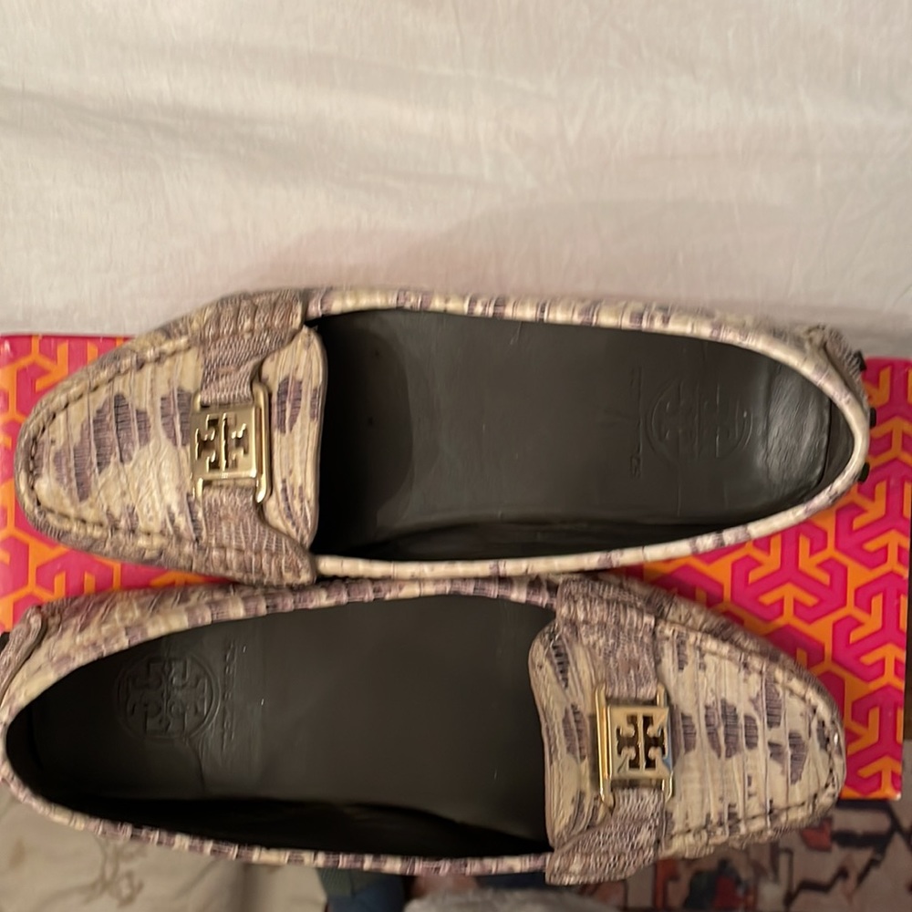 Tory Burch Natural Kendrick Driver Python Moccasin Si… - Gem